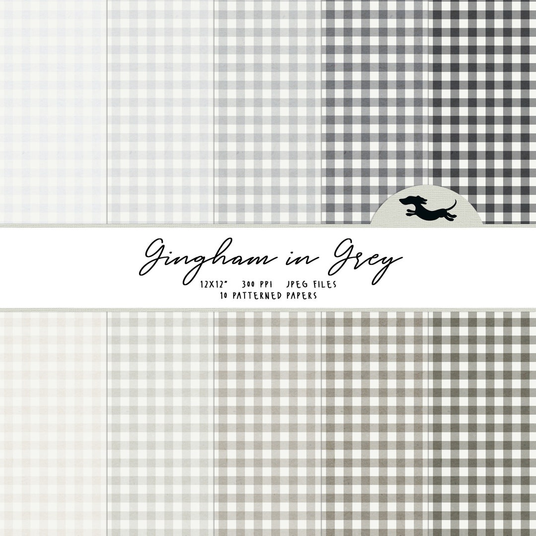 Grey Gingham Digital Paper, Scrapbook Paper, Gingham Pattern, Printable ...