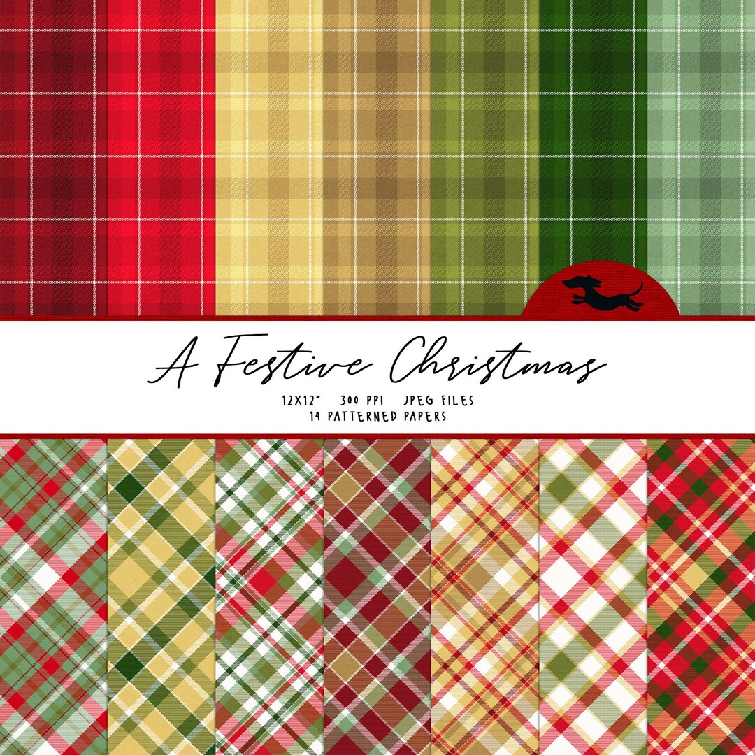Christmas Tartan Digital Paper, Scrapbook Paper, Christmas Plaid ...