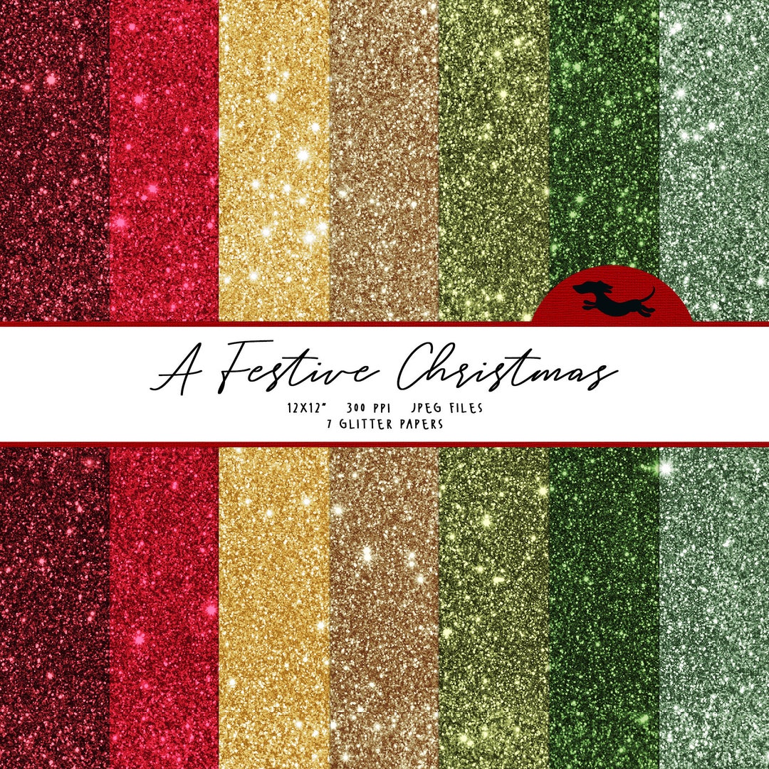 Christmas Digital Paper, Scrapbook Paper, Printable Paper, Glitter ...