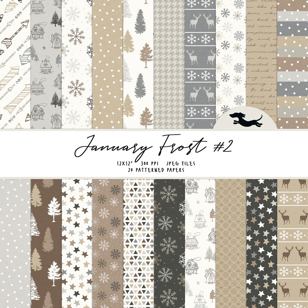 Winter Digital Paper, Scrapbook Paper, Neutral Winter Pattern ...