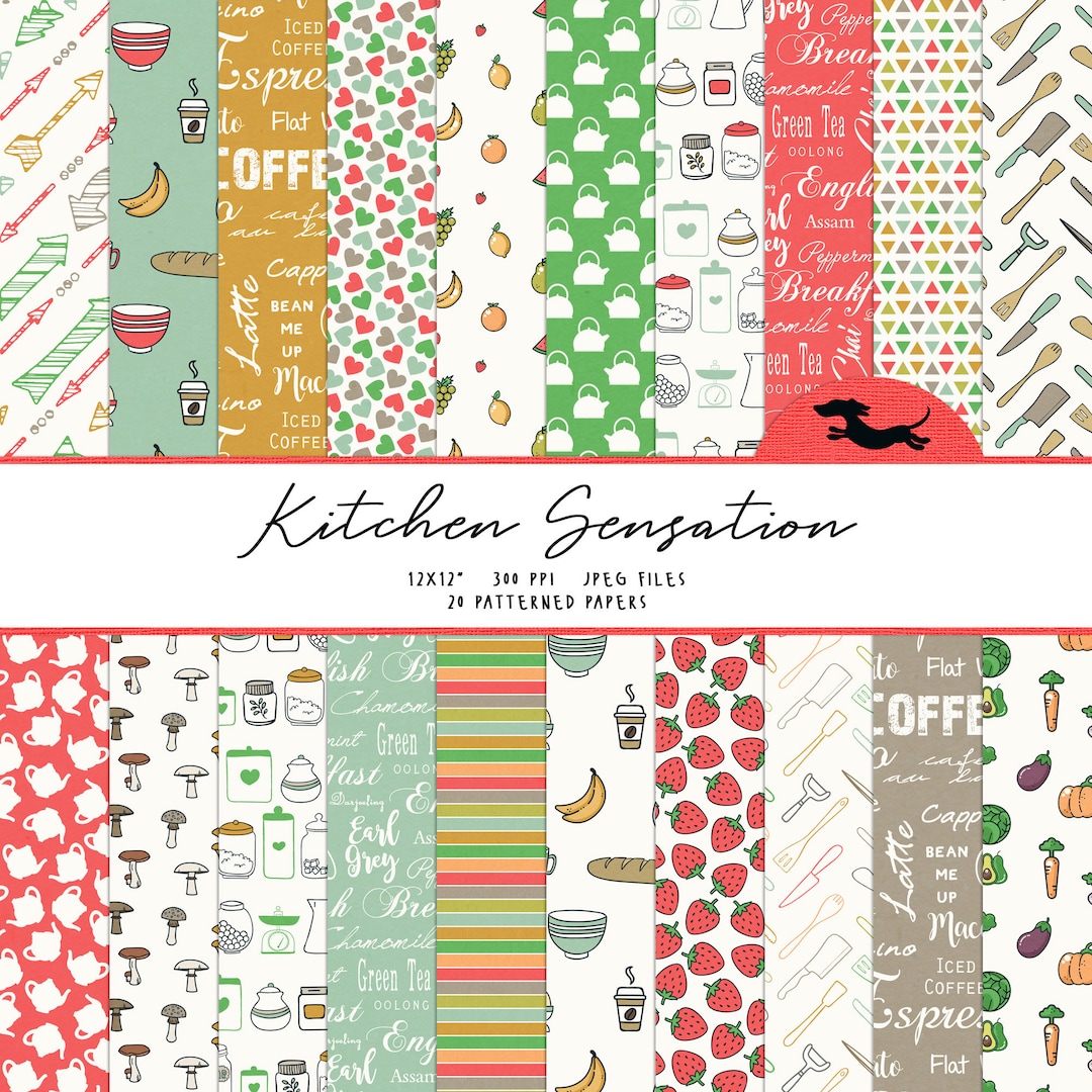 Kitchen Digital Paper, Scrapbook Paper, Printable Paper, Cooking ...