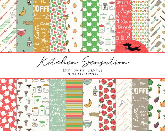 Cooking Digital Paper Pack - Nana's Kitchen Digital Scrapbook Paper ...