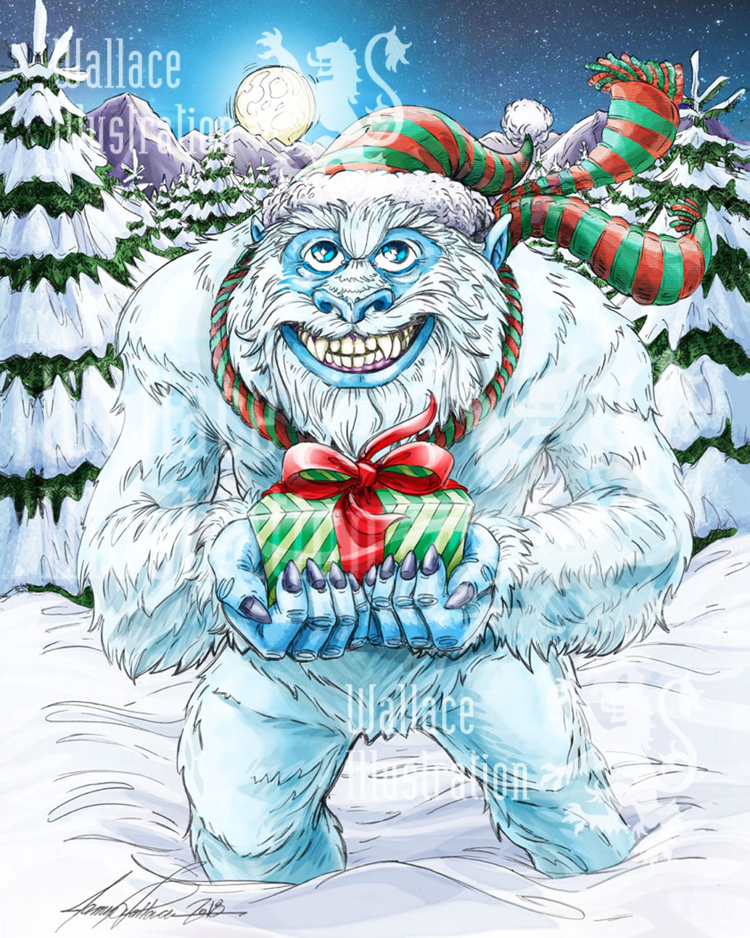 Abominable Snowman Christmas Print 8x10 - Etsy