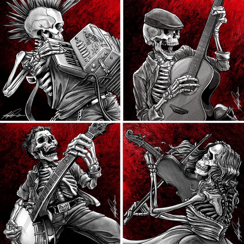 Skeleton Rock Band Band, Art Print, Decor - Etsy