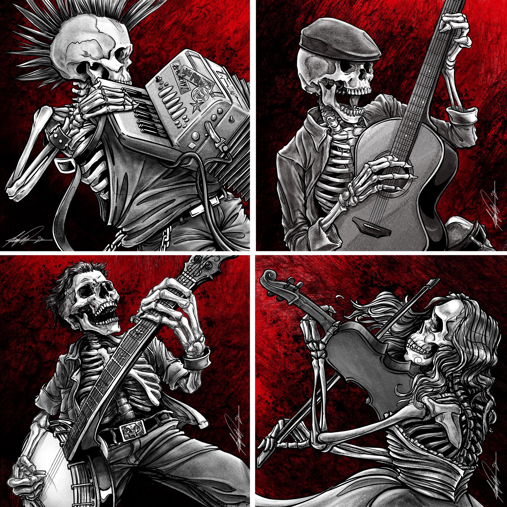 Skeleton Rock Band Band, Art Print, Decor - Etsy