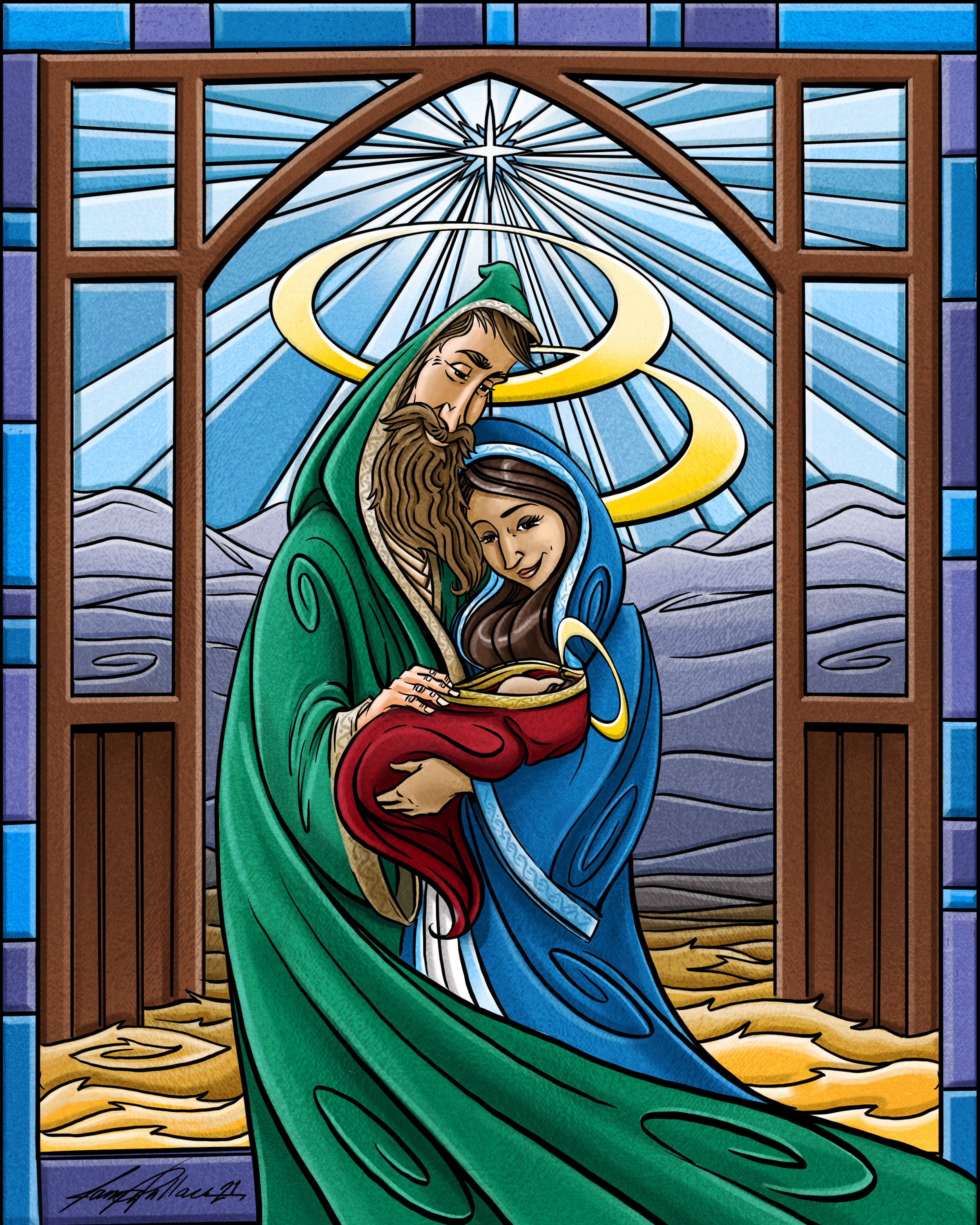 Stained Glass Style Holy Family Art Print 8x10 - Etsy