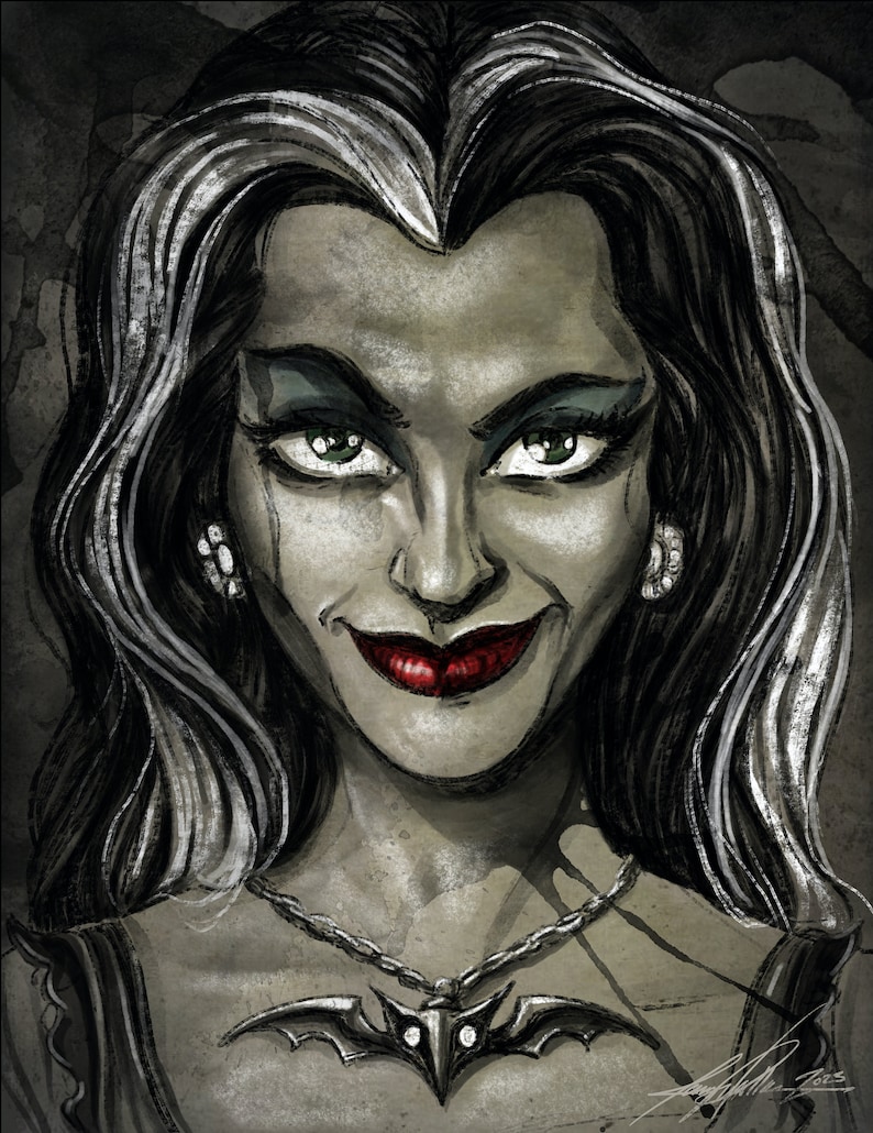 Lily Munster Art Print - Vintage Gothic Beauty for Your Walls 8.5x11 - Etsy