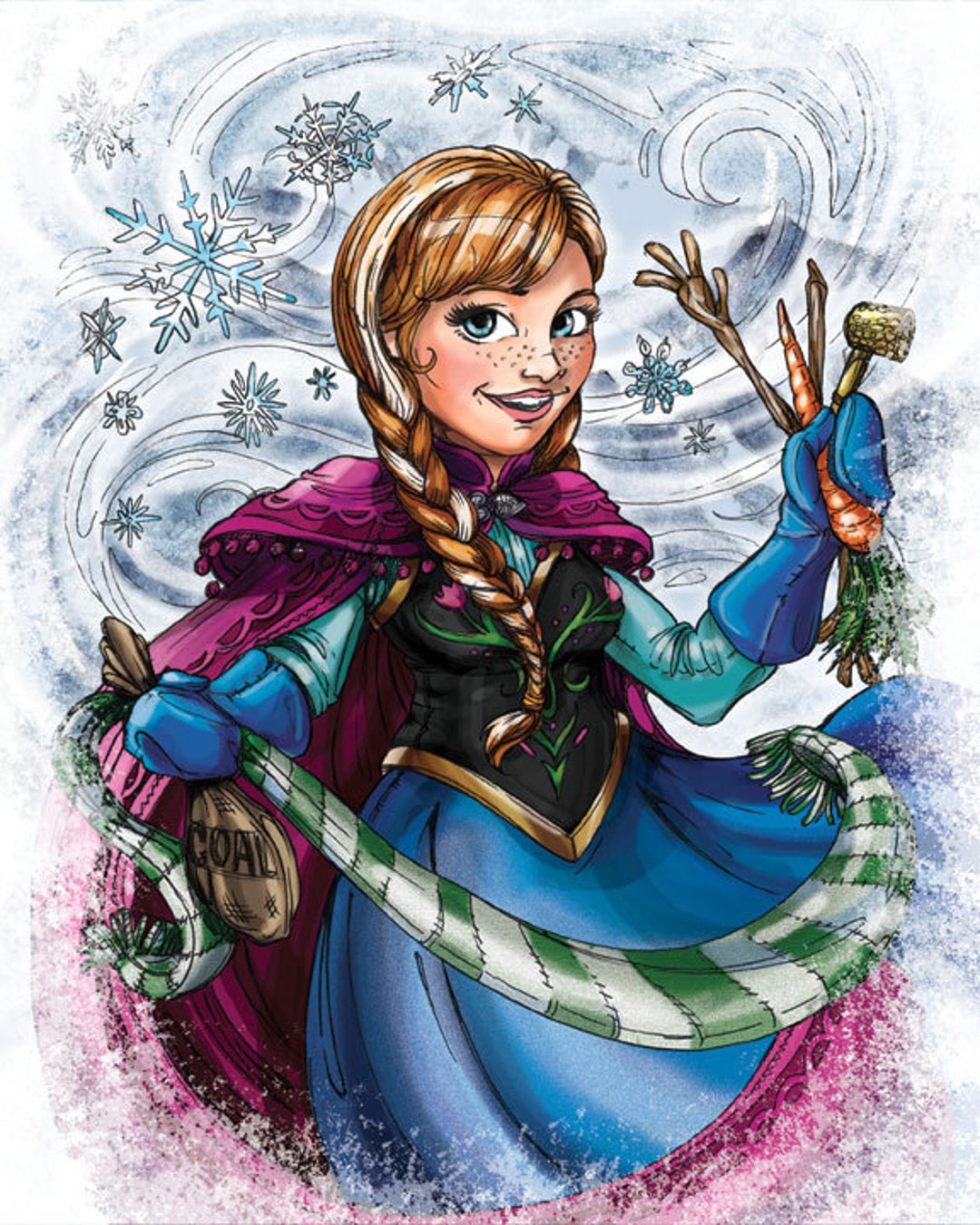 Anna From Frozen Art Print - Cheerful Princess Portrait 8x10 - Etsy