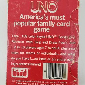 Vtg. International 1983 UNO Card Game - Pre Owned - Etsy