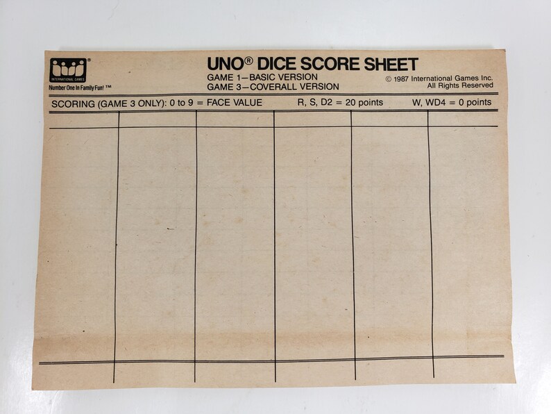 1987 International UNO Dice Card Game - Pre Owned - Etsy
