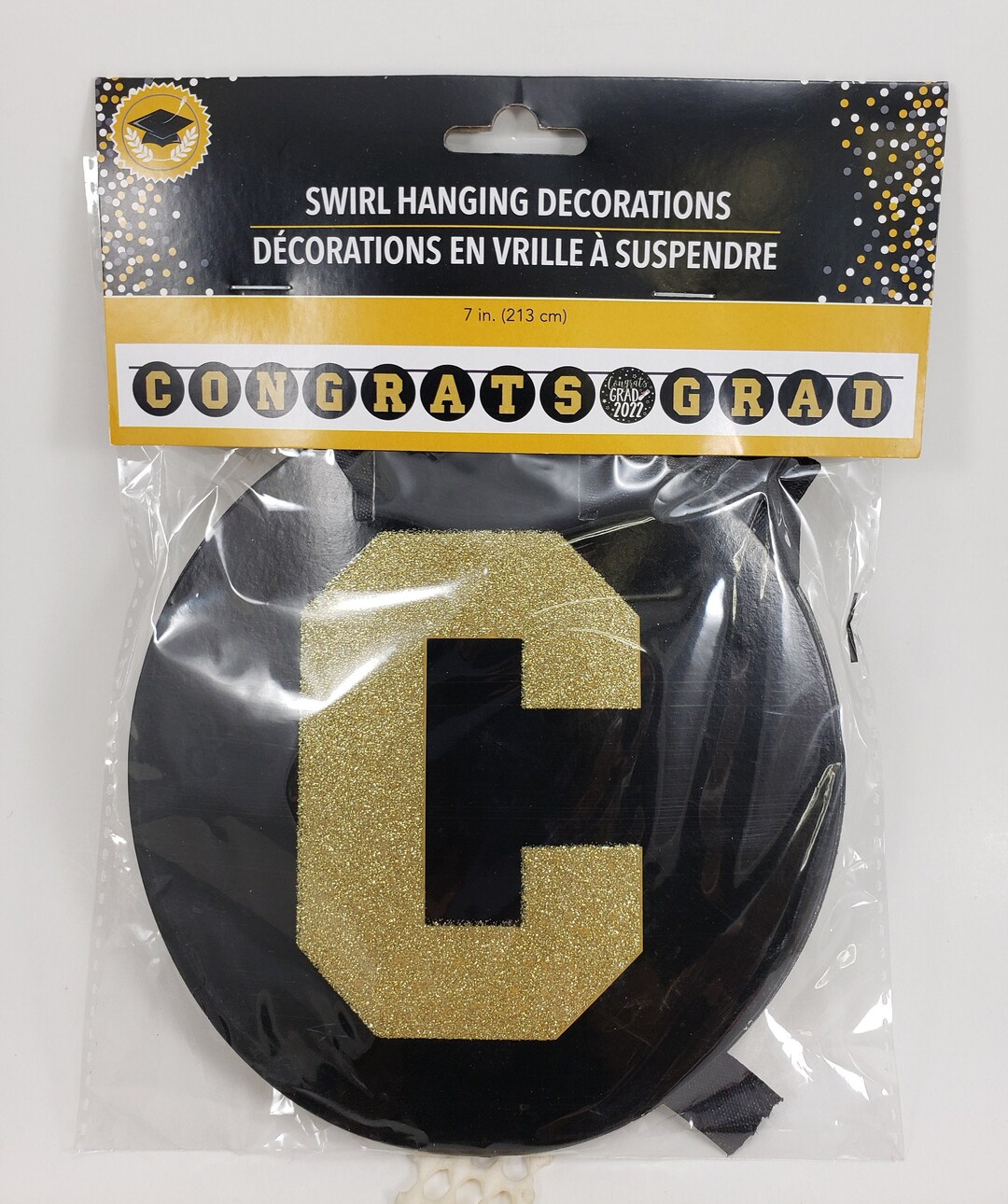 Black & Gold Congrats Grad Letter Swirl Hanging Decorations - Etsy