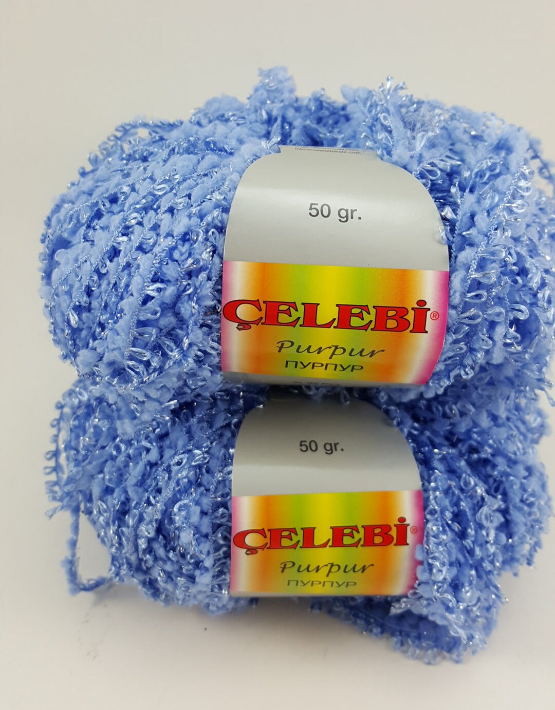 Celebi Purpur Nypnyp Pes & Lurex Blue Shimmering Yarn - 2 Skeins - Etsy