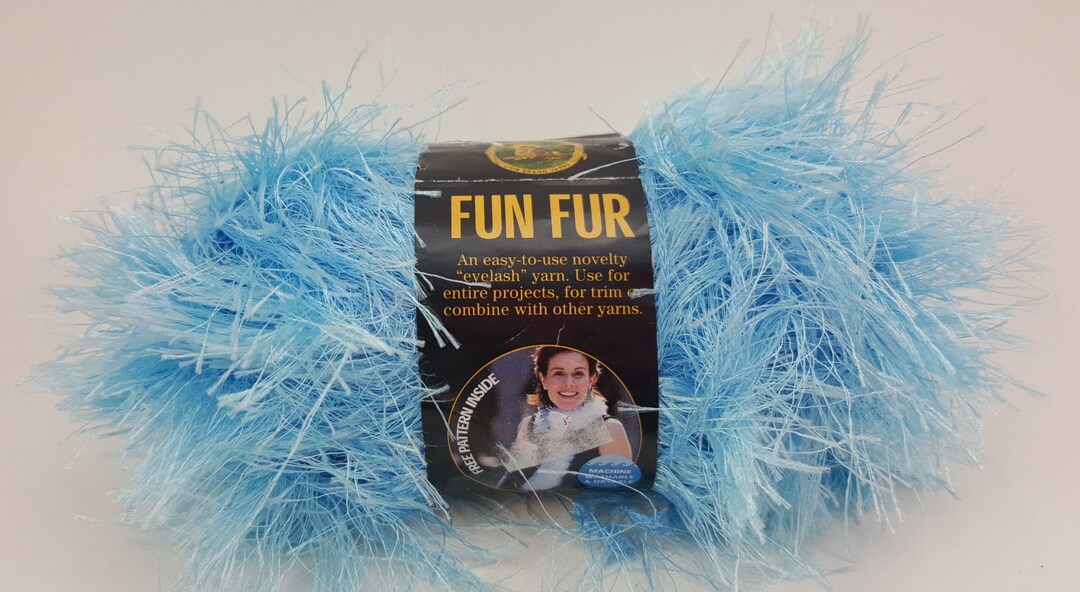 Lion Brand Fun Fur # 105 "light Blue" Yarn - 4 Skeins - Etsy