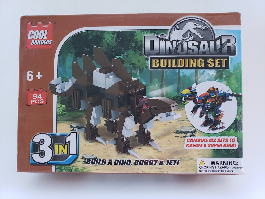 3-in-1 Dinosaur Building Set: Dino, Robot & Jet - Etsy