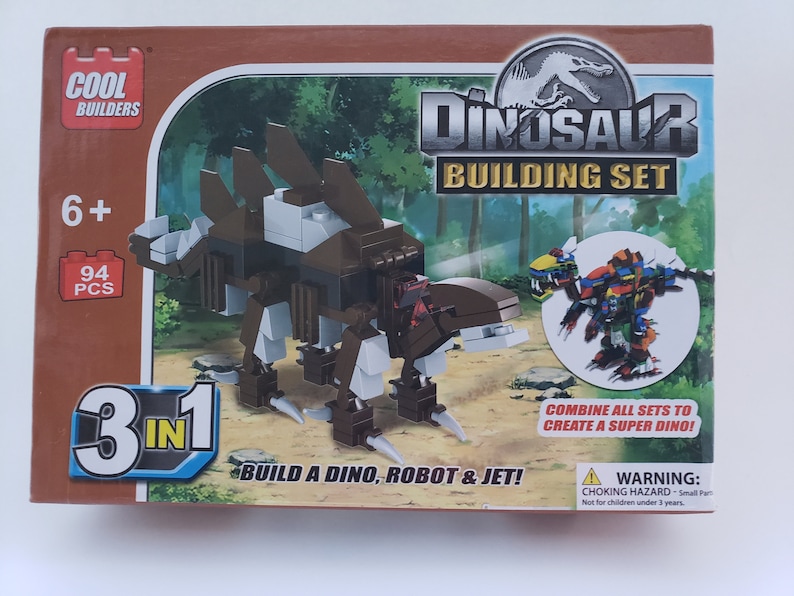 3-in-1 Dinosaur Building Set: Dino, Robot & Jet - Etsy