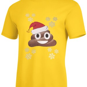 Funny Poop Emoji Santa Christmas Short Sleeve , Long Sleeve, T-shirt ...