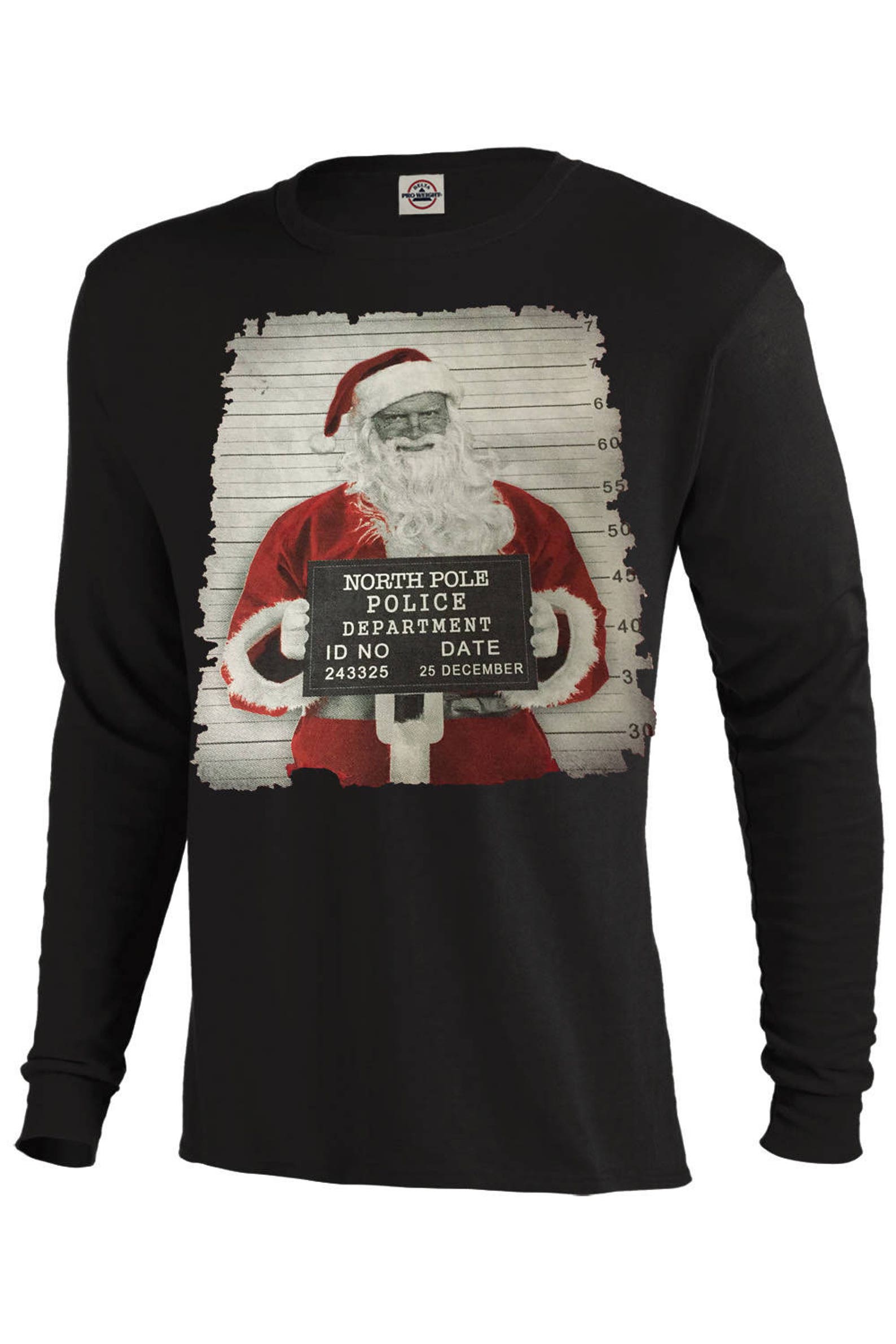 Santa Mugshot T-SHIRT Christmas-merry S-5XL Sort Sleeve, Long Sleeve ...