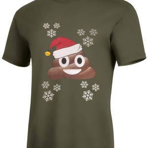 Funny Poop Emoji Santa Christmas Short Sleeve , Long Sleeve, T-shirt ...
