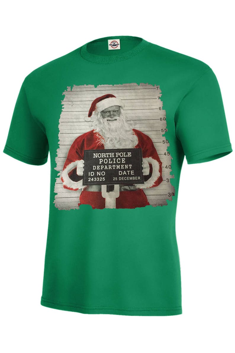 Santa Mugshot T-SHIRT Christmas-merry S-5XL Sort Sleeve Long - Etsy