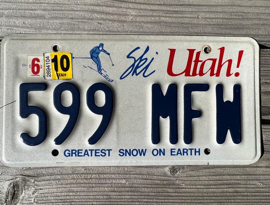 Reduced UTAH Ski Utah License Plate Greatest Snow on Earth 599 MFW - Etsy