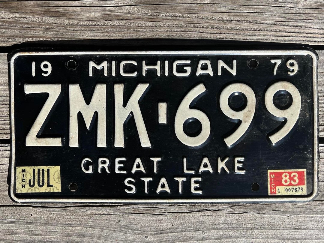Michigan 1979 Steel License Plate White Lettering on Black - Etsy