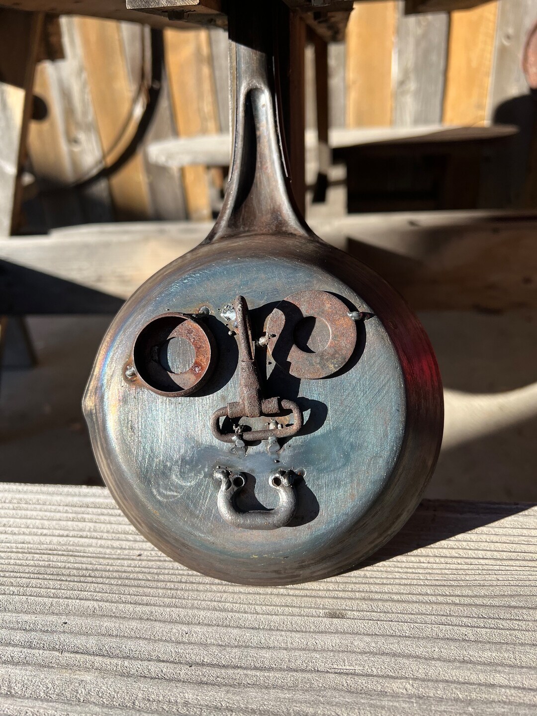 Funny ~ Goofy ~ Happy ~ Welded Rusty Frying Pan Face - Etsy