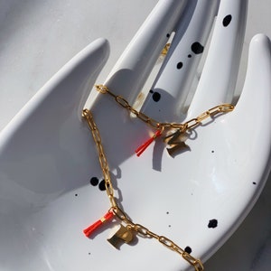 Lucky You - Red String of Luck Gold Letter Link Chain Bracelet . Red ...