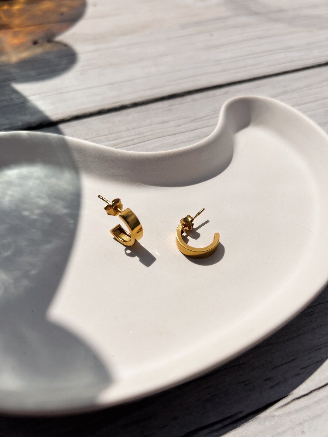 Piccolo - Sterling Silver 24kt Gold Plated Open Hoop Earrings. Gold ...