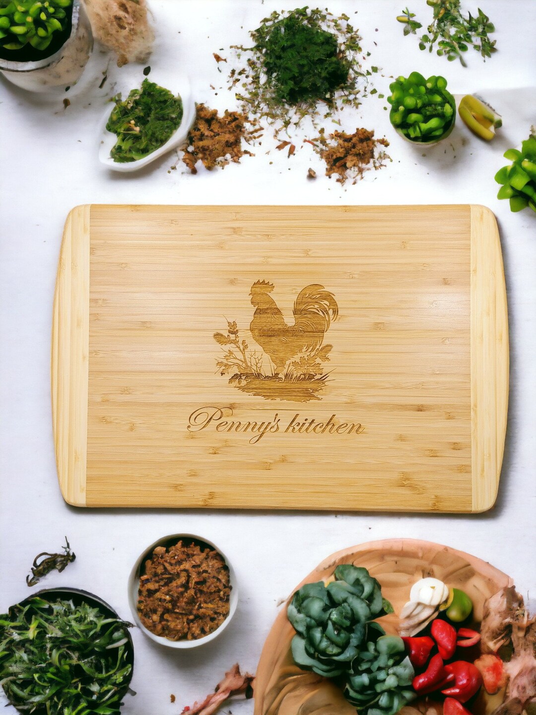 Bamboo Two-tone Cutting Board - Etsy