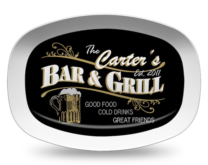 Personalized Melamine Bar Platter, Personalized Serving Platter, Bar ...