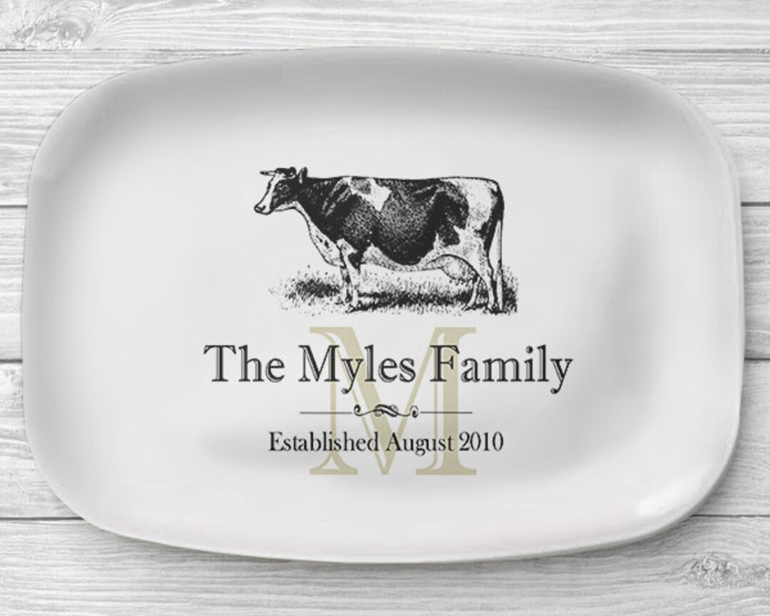 Melamine Cow Platter Personalized Black and White Cow Serving - Etsy