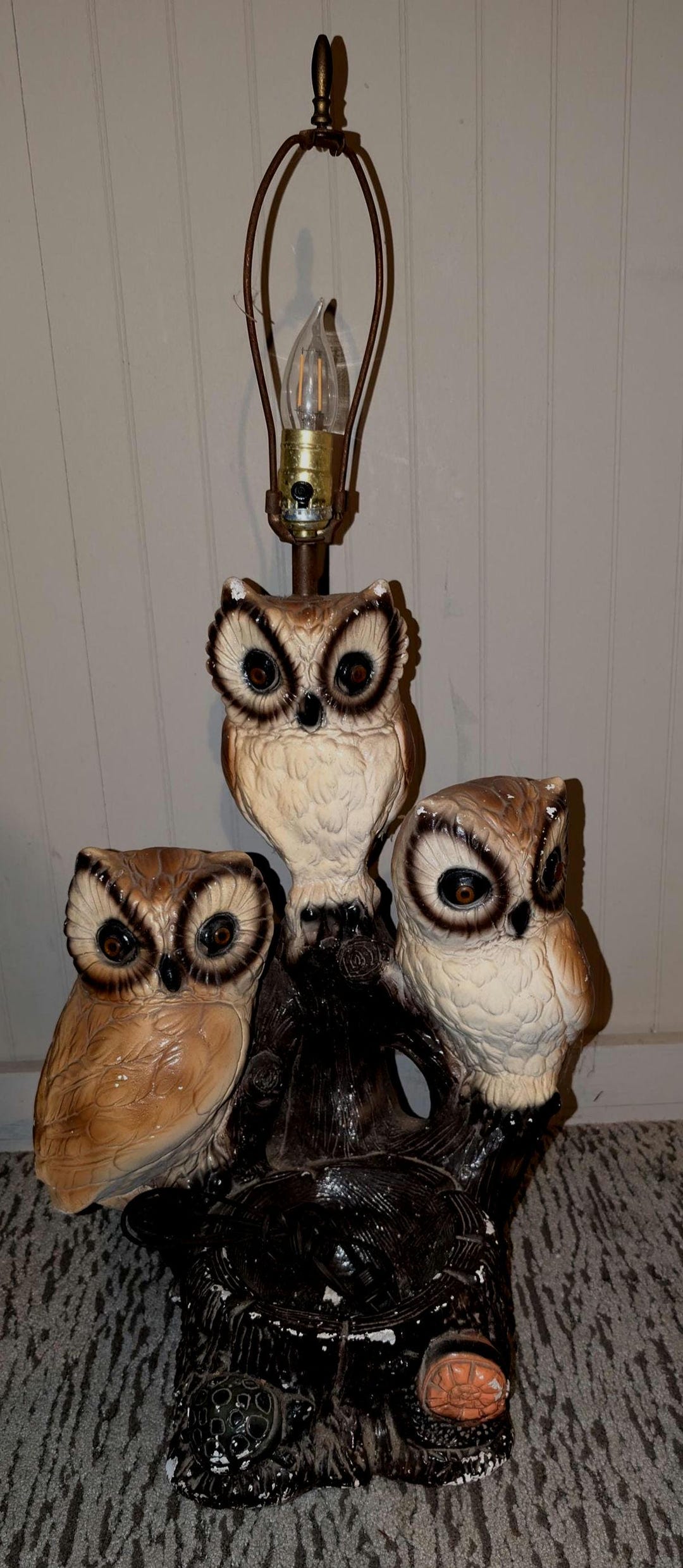 Antique OWL Lamp W/ Turtle Snail 60's - Etsy