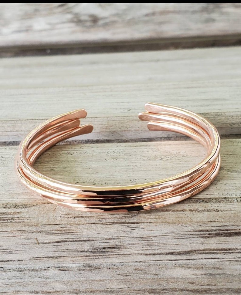 Hammered Copper Bangle Bracelet Create Your Set of Bangles - Etsy