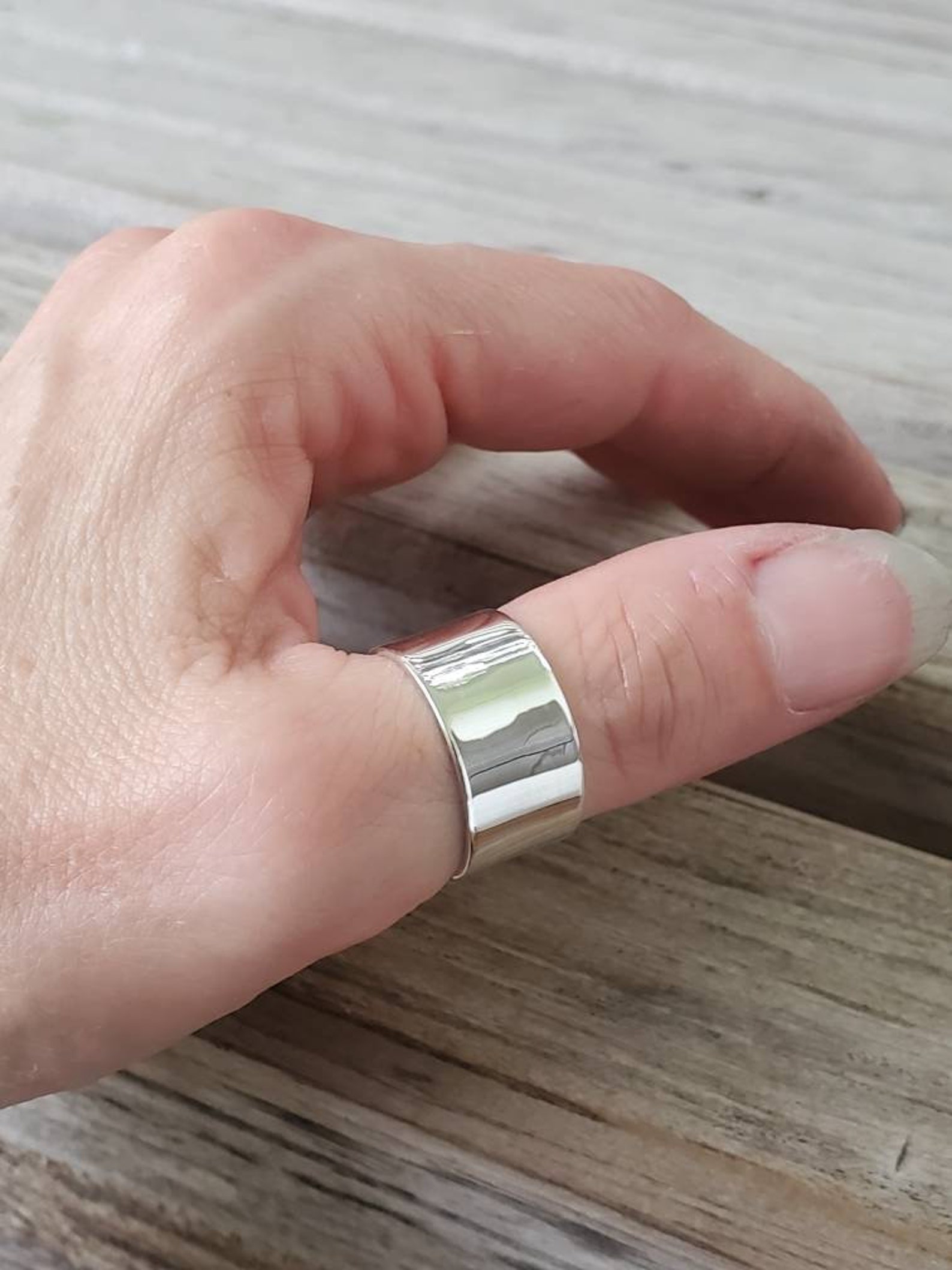 Smooth Sterling Silver Thumb Ring Boho Silver Ring 935 | Etsy