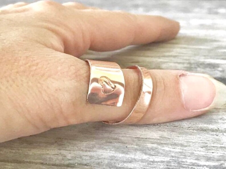 Heart Stamped Copper Cuff Thumb Ring Wraparound Thumb Ring - Etsy
