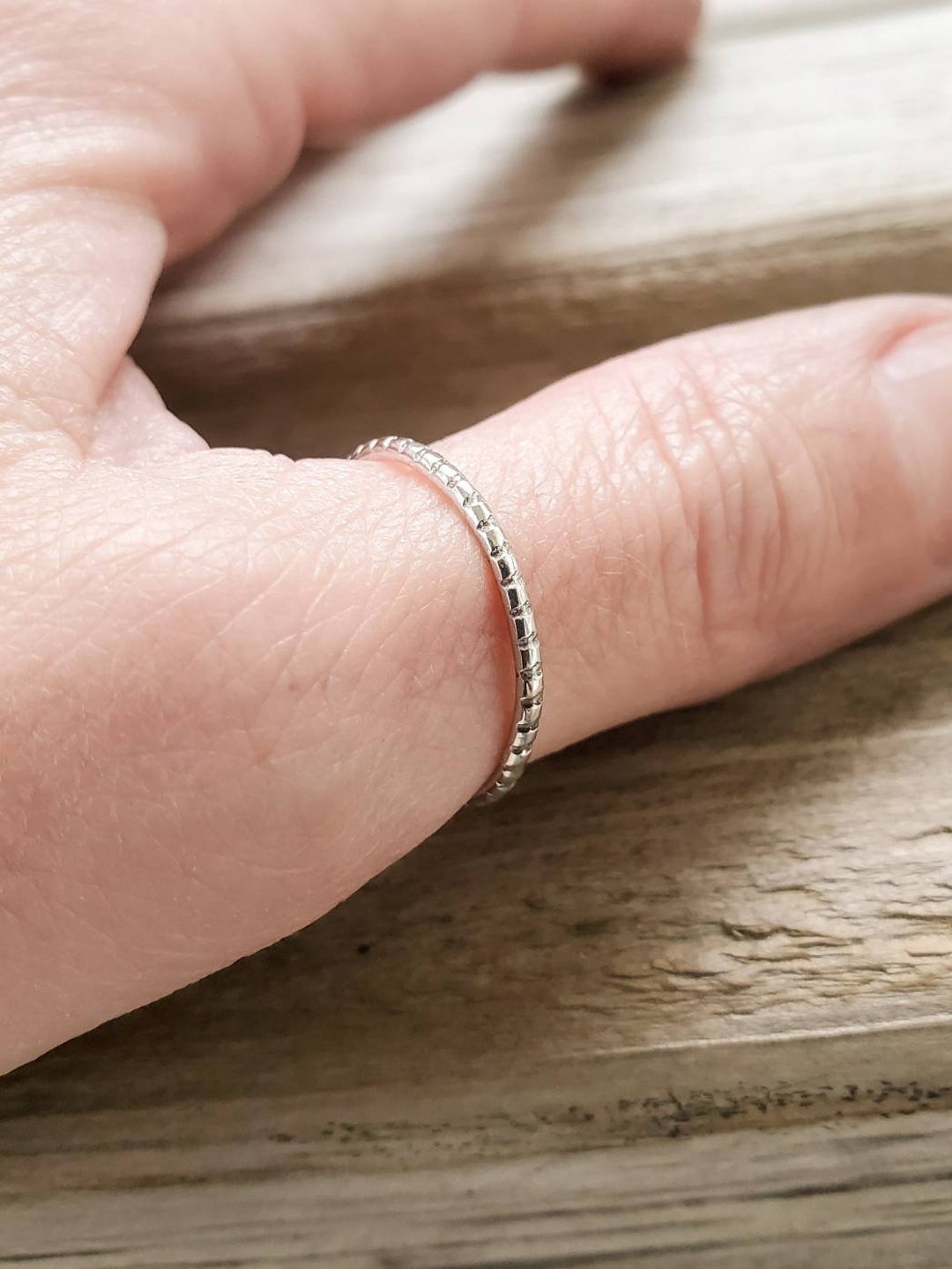 Stackable Sterling Silver Ring | Boho Silver Stackable Ring | Textured ...