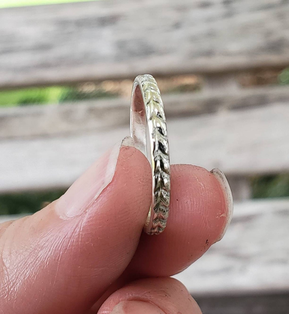 Herringbone Sterling Silver Thumb Ring | Patterned Boho Ring - Etsy