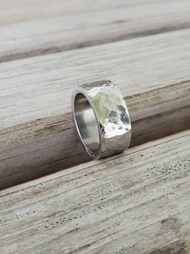Stainless Steel Ring Rugged Heavy Duty Ring Hammered - Etsy