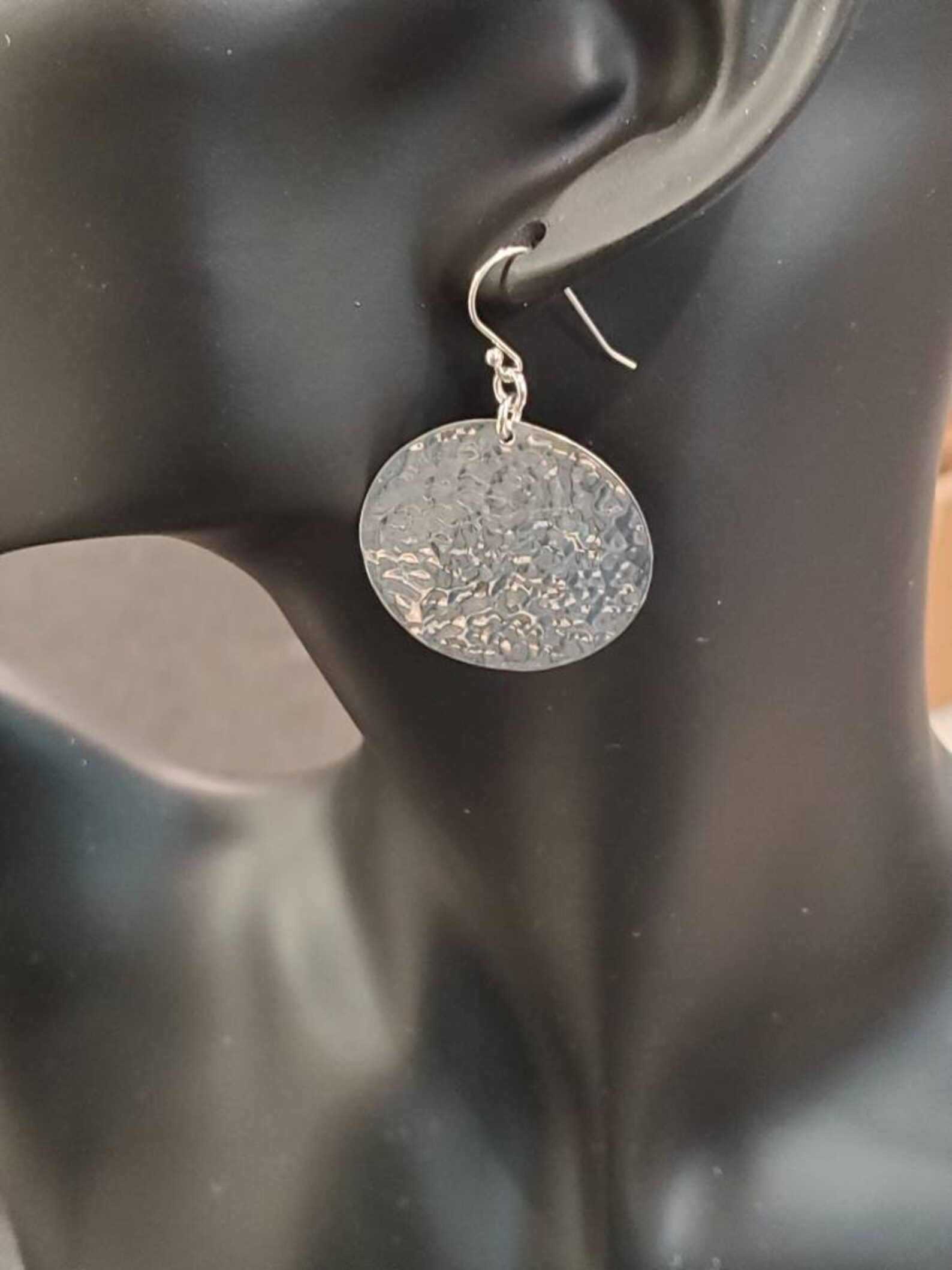 Round Silver Earrings | Hammered Sterling Earrings | Textured Sterling ...