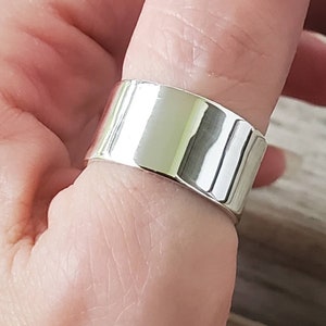 Smooth Sterling Silver Thumb Ring | Boho Wide Silver Band | Adjustable ...