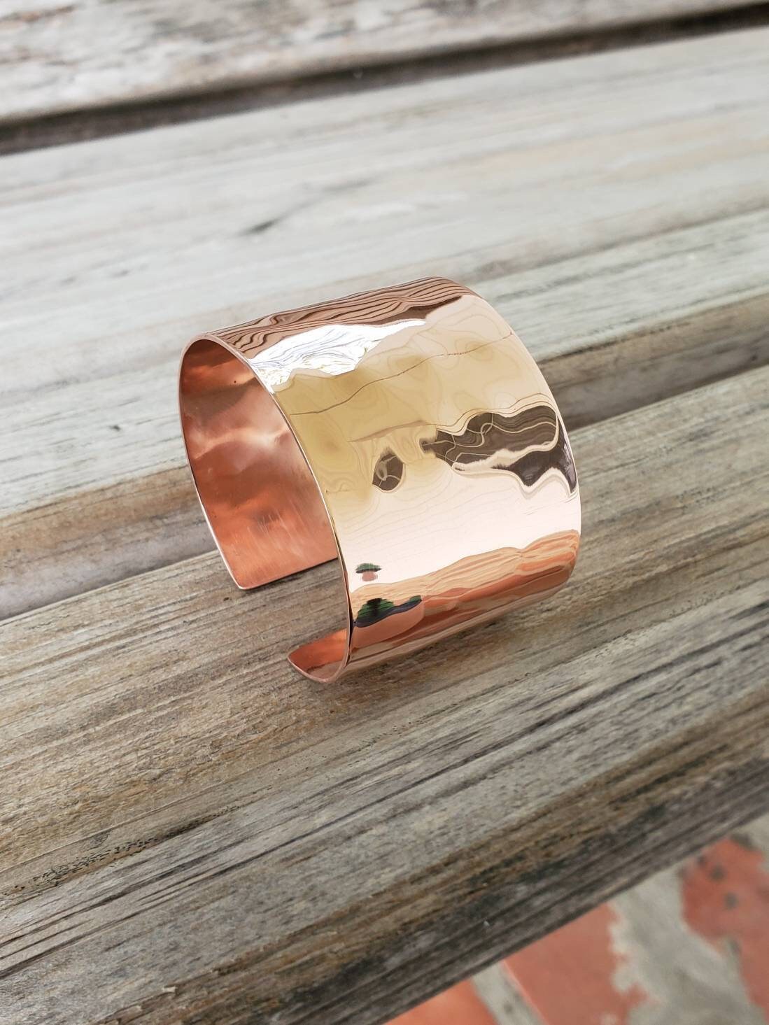 Cold Worked Hammered Copper Cuff Bracelet Customized | Etsy