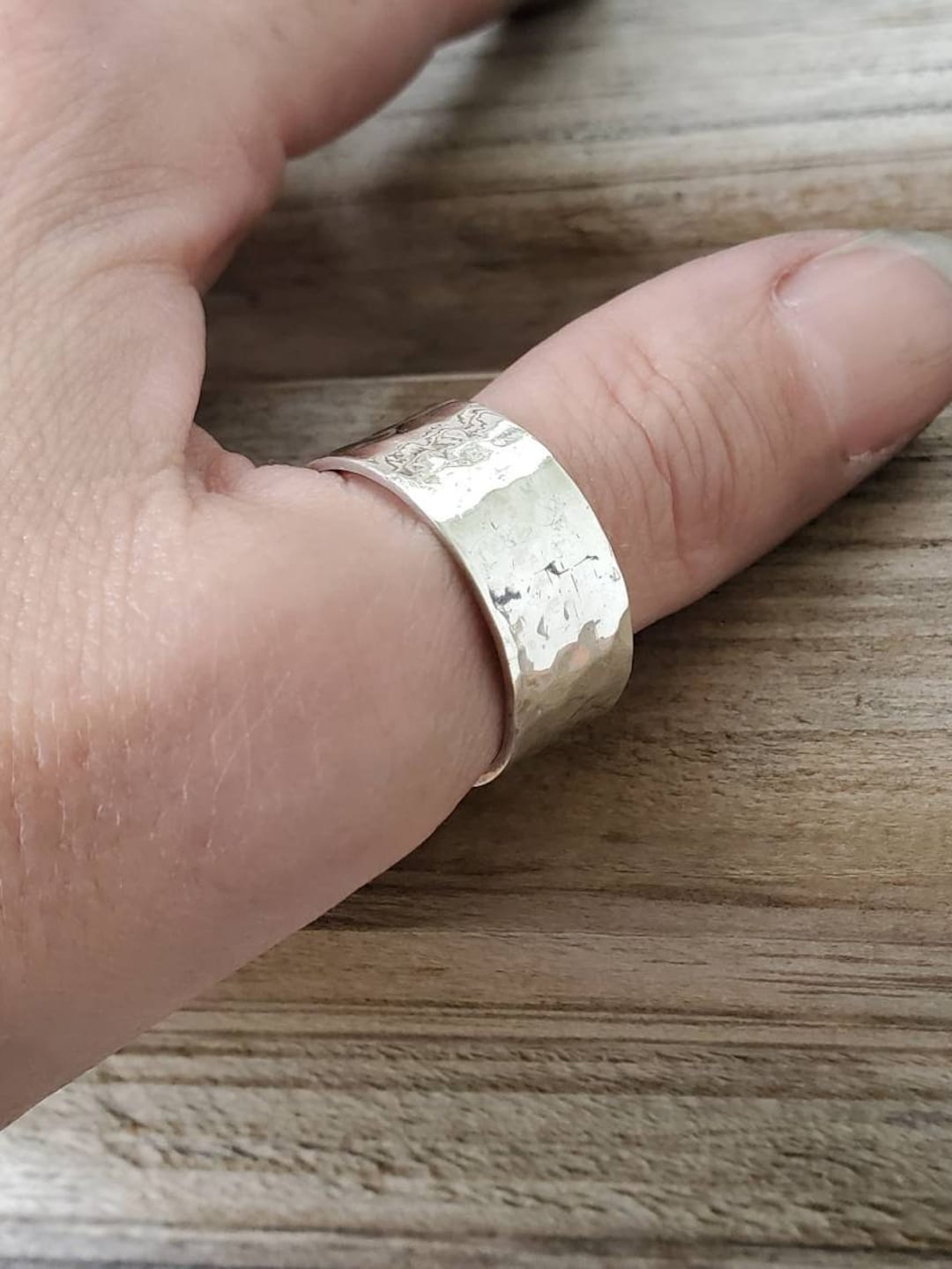 Hammered Sterling Silver Thumb Ring | Boho Silver Ring | Adjustable ...