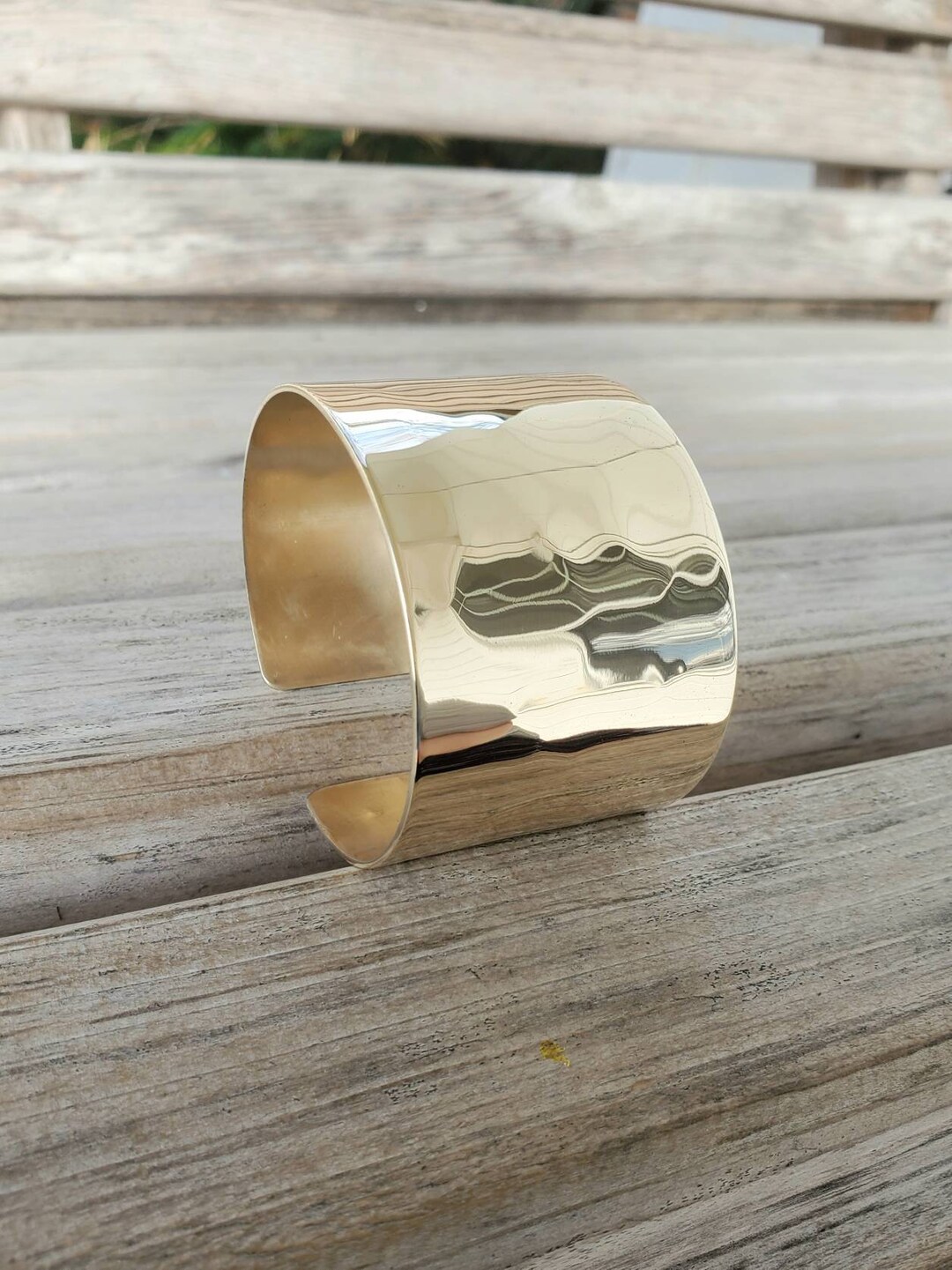 Cold Worked Hammered Brass Cuff | Crafted Gold Bracelet | Gypsy ...