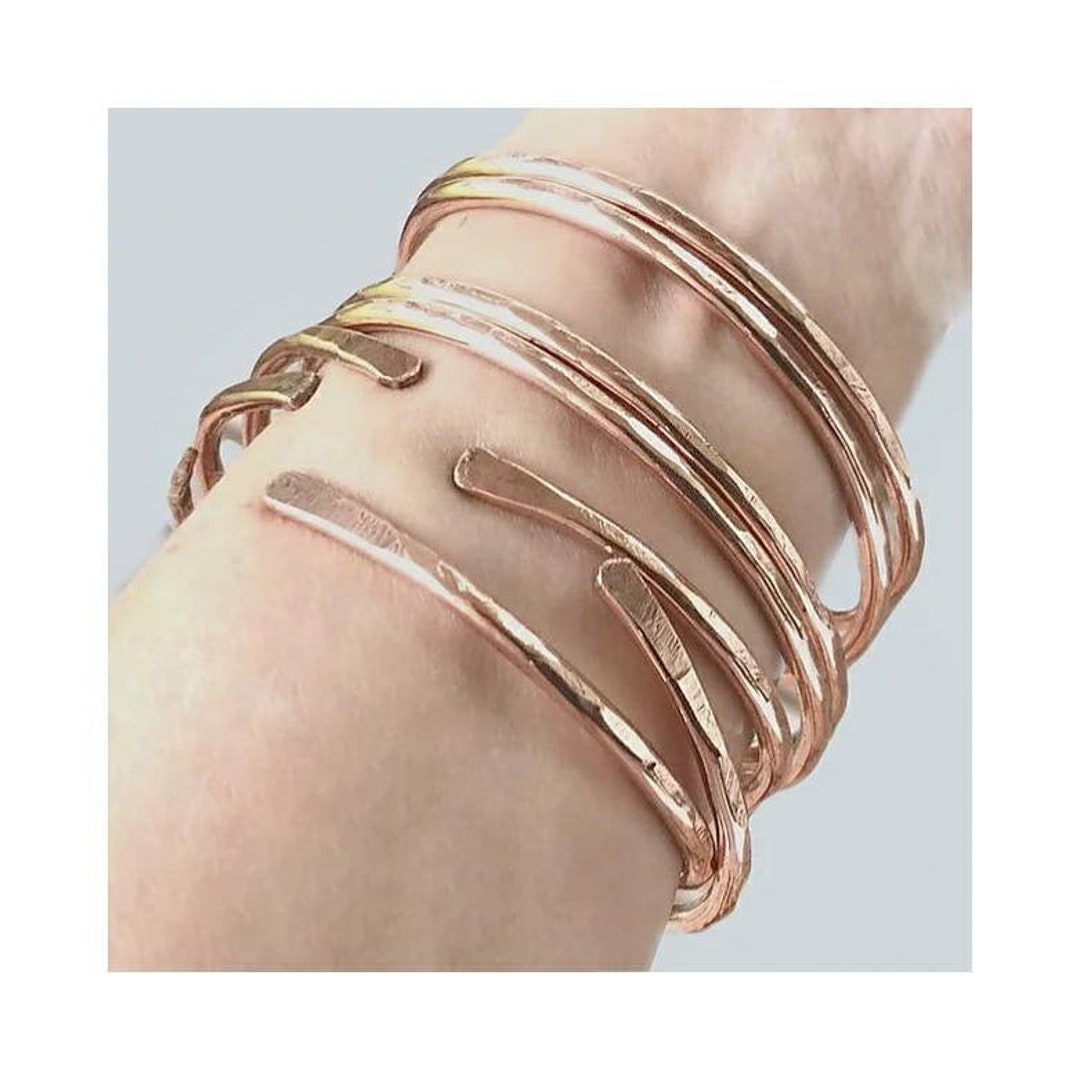Hammered Copper Bangle Bracelet | Create Your Set of Bangles | Bright ...
