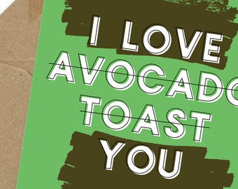 Funny Valentine Greeting Card Avocado and Toast Love - Etsy