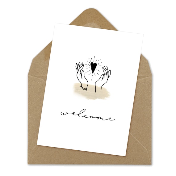 Welcome card two designs horizontal vertical neighbor | Etsy