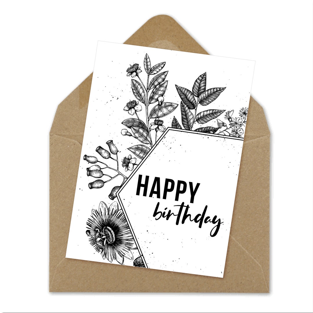 Happy Birthday, Print at Home, Birthday Card, Printable Card | A6 - Etsy