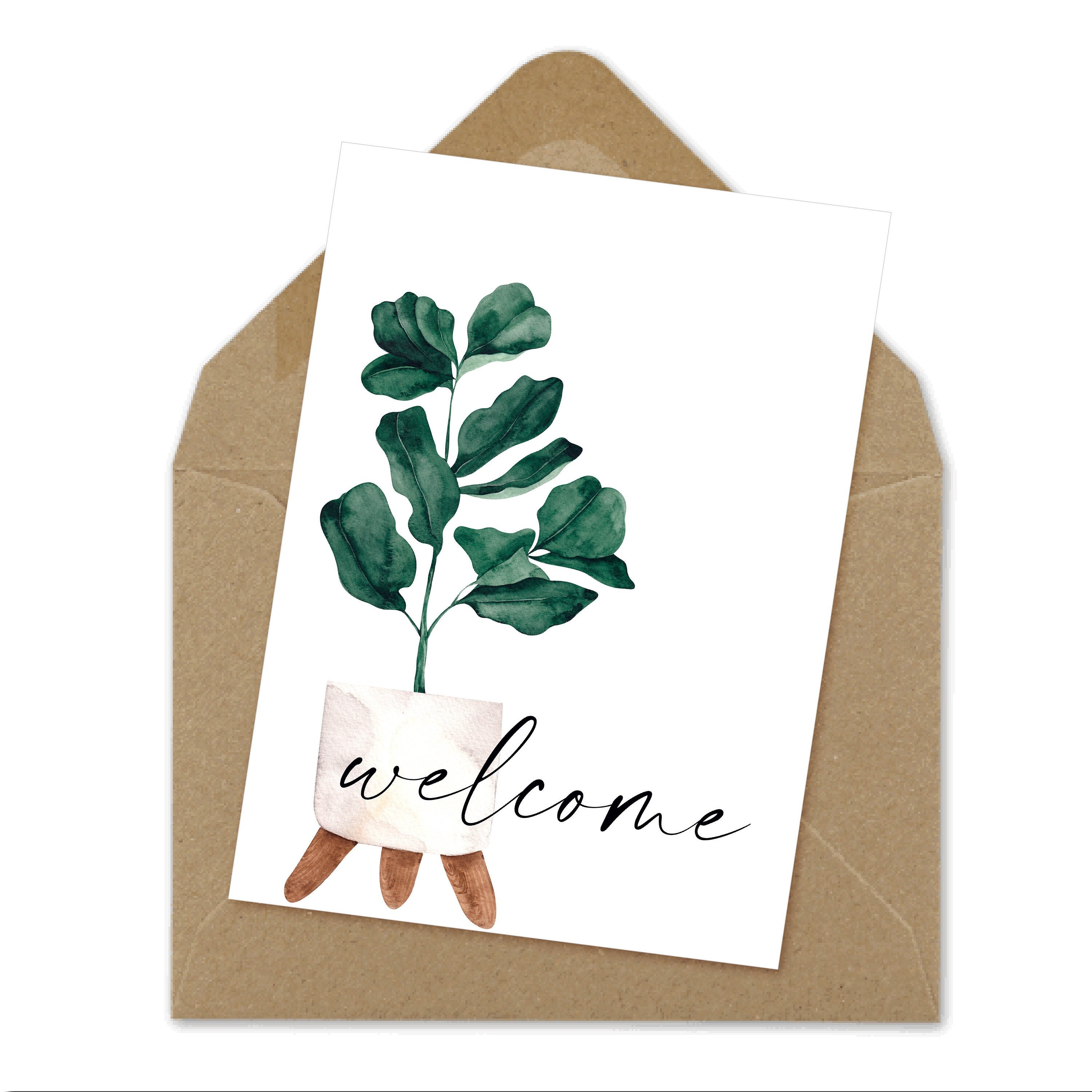 Welcome Printable, Fiddle Leaf Fig, Airbnb Card - Etsy