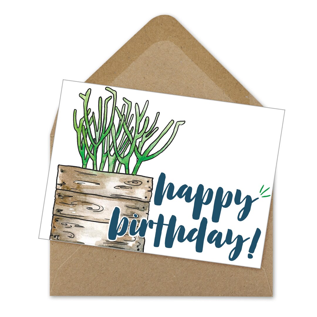 Happy Birthday Card, Succulent, Printable Card | A6 - Etsy