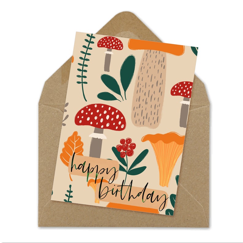 Happy Birthday Mushroom Card, Printable, Digital Card, Download | A6 - Etsy